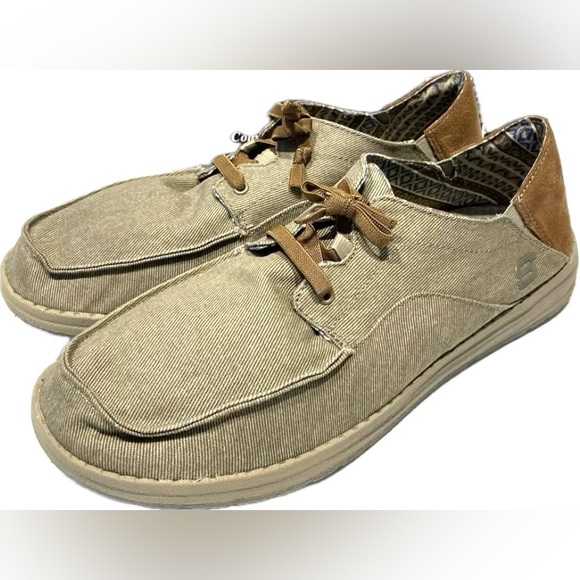 Skechers | Shoes | Skechers Relax Fit Melsonplanon Taupe Canvas Lace Up ...